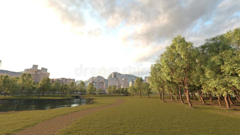 3D Rendering of the Urban Landscape 360 Degrees Stock Video - Video of ...
