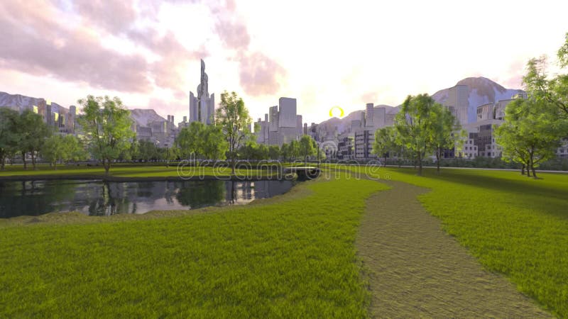 3D Rendering of the Urban Landscape 360 Degrees Stock Footage - Video ...