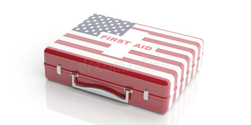 3d Rendering USA Flag First Aid Kit on White Background Stock ...