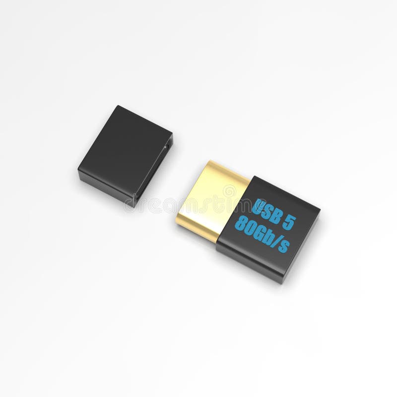 3d Rendering USB Stick Isolated on White Background Stock Illustration ...