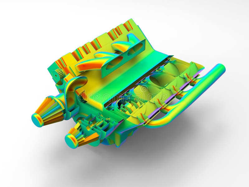 3D Rendering - Engine Assembly Structural Analysis Stock Illustration ...