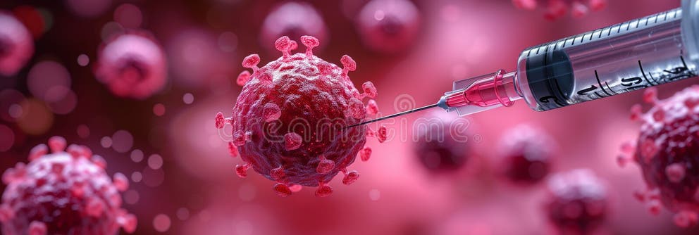 3D Rendering of a Vaccine Being Injected into a Virus, Symbolizing ...