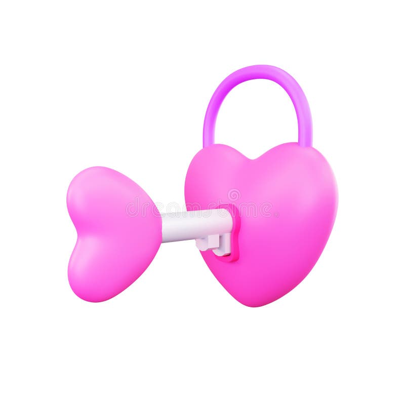 3d Rendering of Valentine S Day Lock Heart Icon Stock Image ...