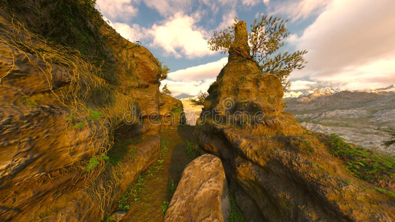 3D Rendering of Valley Landscape Stock Illustration - Illustration of ...