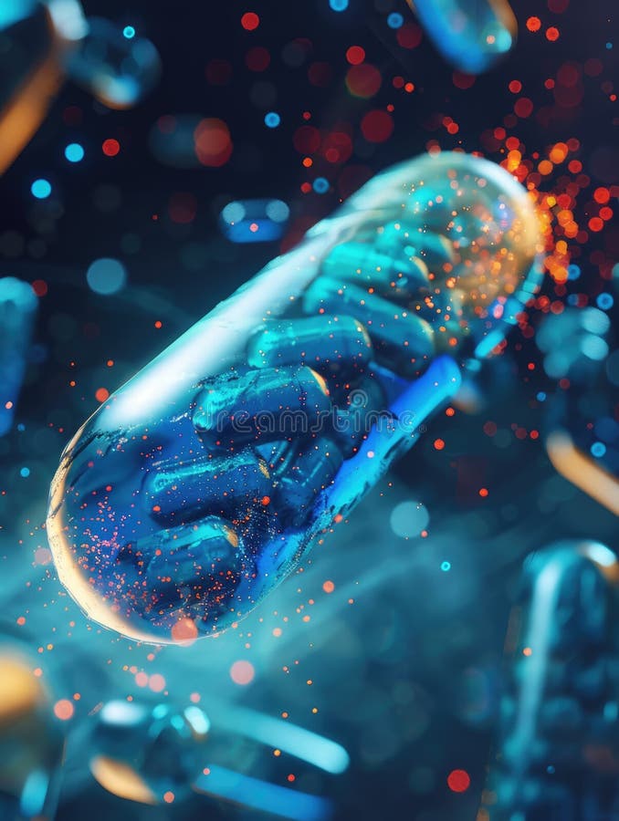 Colorful Pills in Space stock illustration. Illustration of generated ...