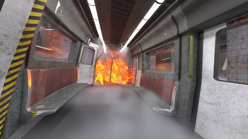 3D Rendering of the Vehicle Fire Scene Stock Illustration ...