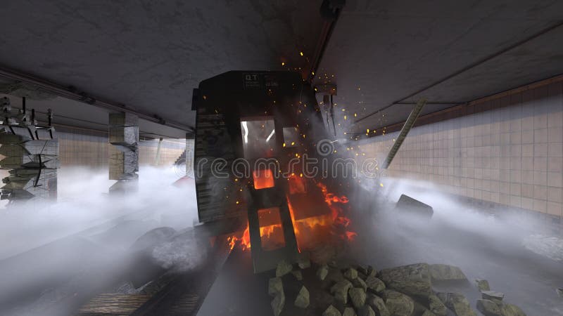 3D Rendering of the Vehicle Fire Scene Stock Illustration ...