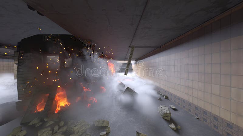 3D Rendering of the Vehicle Fire Scene Stock Illustration ...