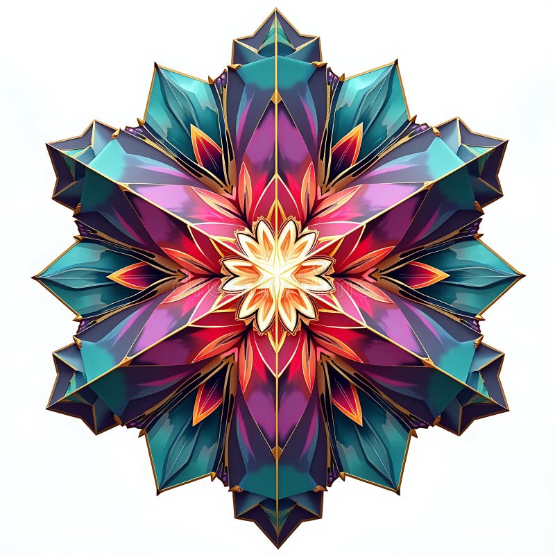 A 3D Rendering of a Vibrant, Crystal-like Geometric Structure Stock ...