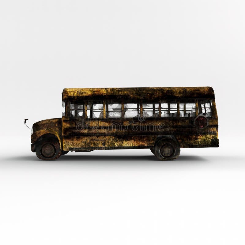 3d Rendering of a Vintage Destroyed Bus Stock Illustration ...