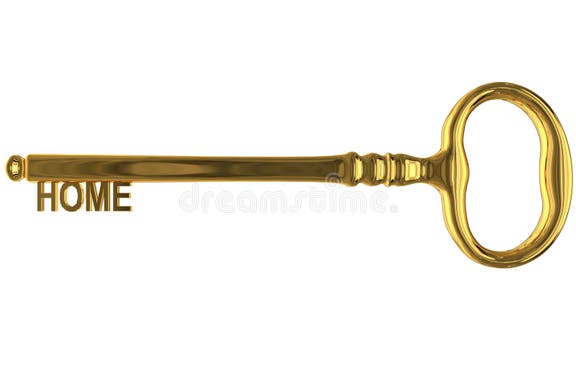 3D Rendering of a Vintage House Key on White Stock Illustration ...