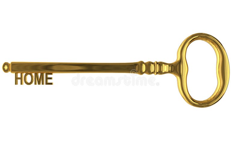 3D Rendering of a Vintage House Key on White Stock Illustration ...