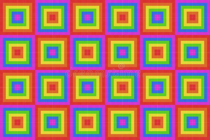 3d Rendering. Vintage Lgbt Rainbow Color Design Square Shape Pattern ...