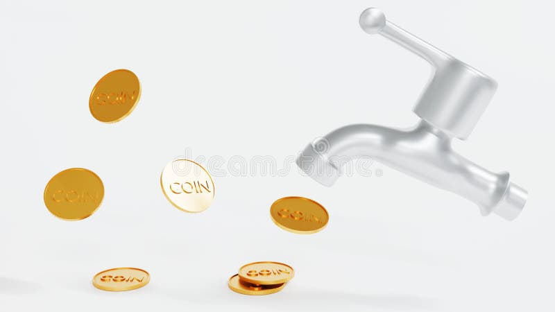 Faucet with a Handle and Stack of Coins Stock Illustration ...