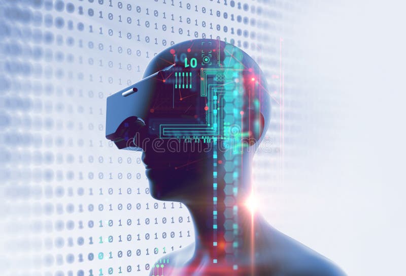 3d Rendering of Virtual Human in VR Headset on Futuristic Technology ...