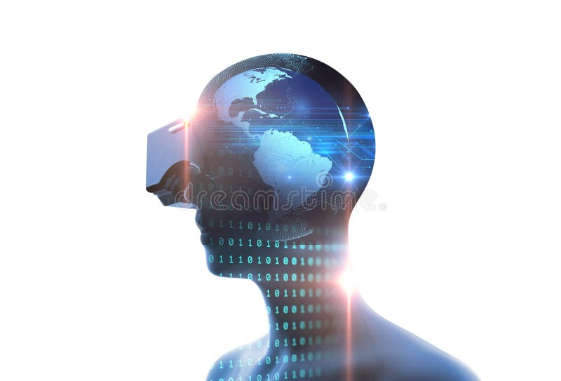 3d Rendering of Virtual Human in VR Headset on Futuristic Technology ...