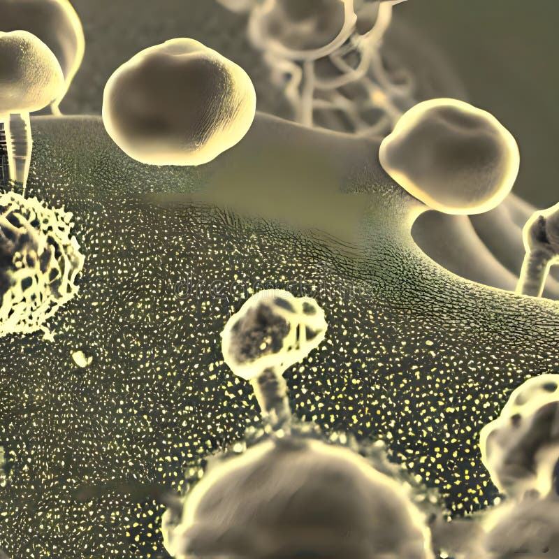 3D Rendering of Virus Bacteria Floating in a Cellular Environment Stock ...