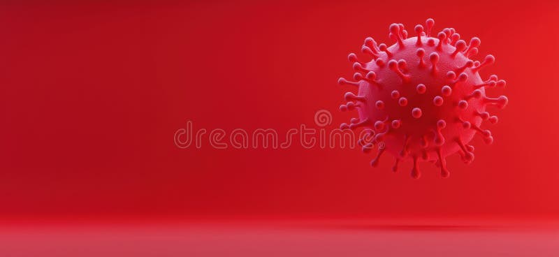 3D Rendering of Virus Model on Red Background, Depicting Viral ...