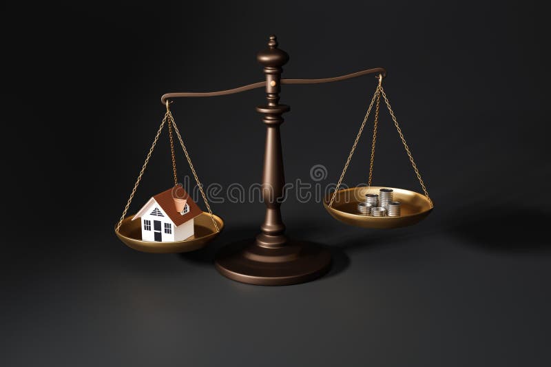 3D Rendering of a Visual Representation of Balance Showing a House on ...