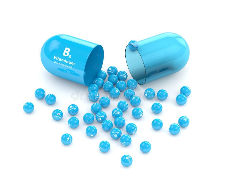 3d Rendering of Vitamin B5 Pill with Granules Stock Illustration ...