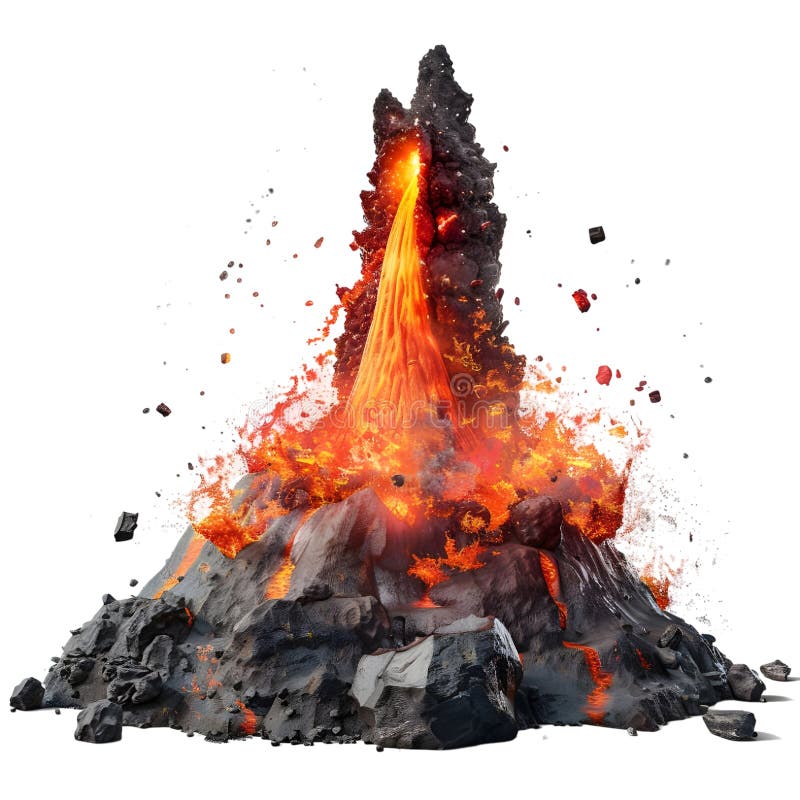 3D Rendering of a Volcano with Lava on Transparent Background - Ai ...