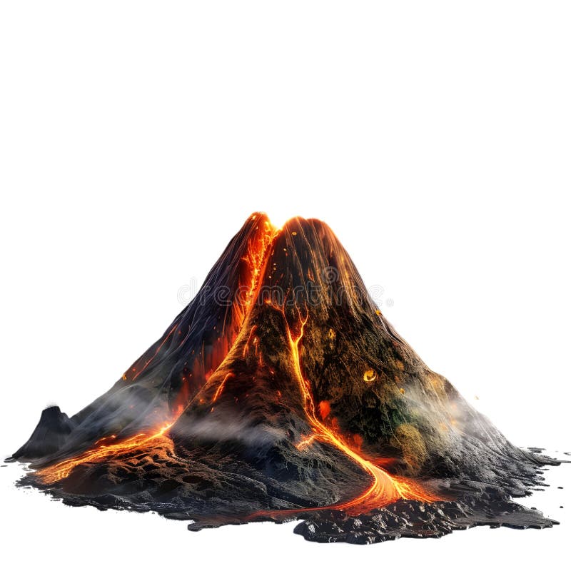 3D Rendering of a Volcano with Lava on Transparent Background - Ai ...
