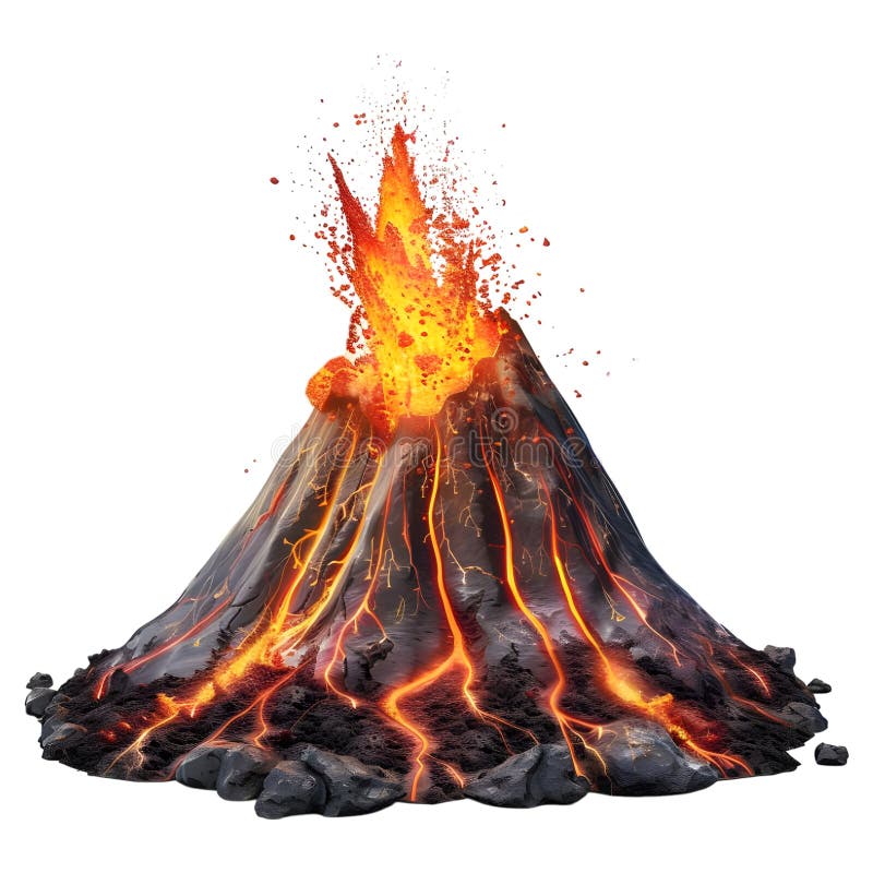 3D Rendering of a Volcano with Lava on Transparent Background - Ai ...