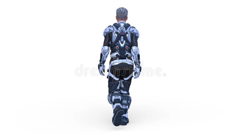 3D Rendering of a Cyber Man Walking Face Down Stock Video - Video of ...