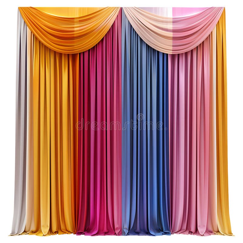 3D Rendering of a Wall Colorful Curtains on Transparent Background - Ai ...