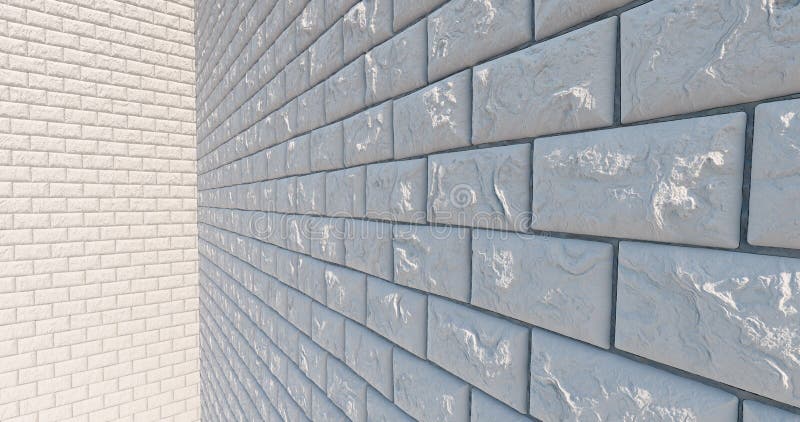 3D Rendering. Wall Masonry, White Brick with a View at an Angle Stock ...