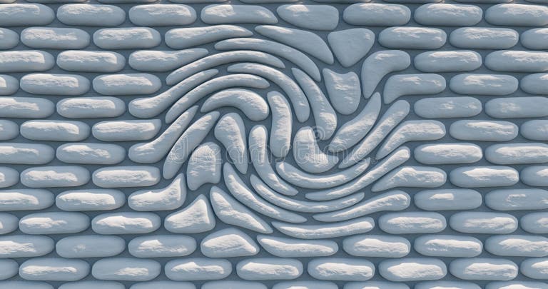 3D Rendering. Wall Masonry in White Cobblestone or Stone with a Front ...