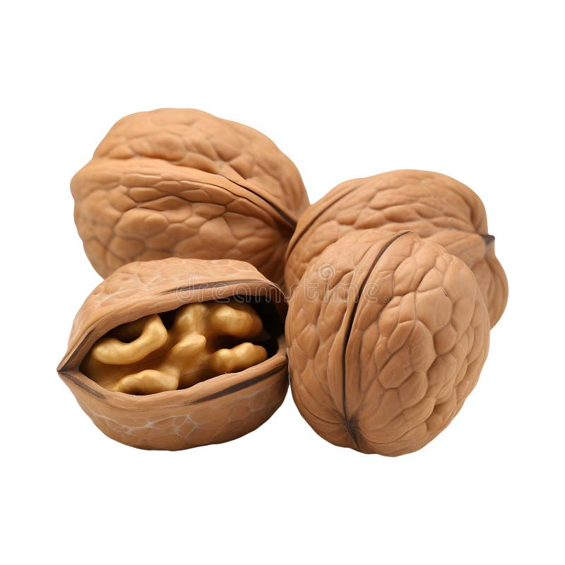 3D Rendering of a Walnuts with Leaves on Transparent Background - Ai ...