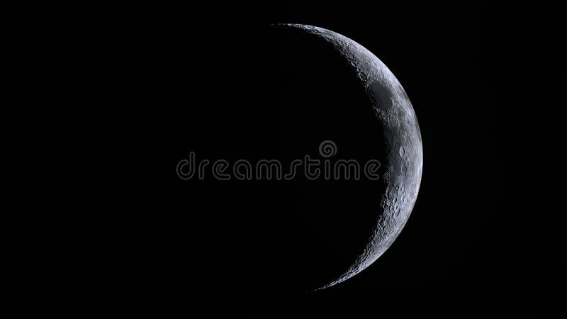 3d Rendering of Waning Moon Moon and before New Moon. Crescent Moon ...