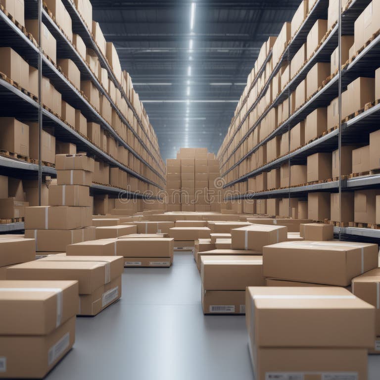 3d Rendering of Warehouse Boxes in a Warehouse, 3d Illustration. 3d ...