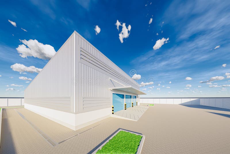 3d Rendering Warehouse Building Stock Illustration - Illustration of ...