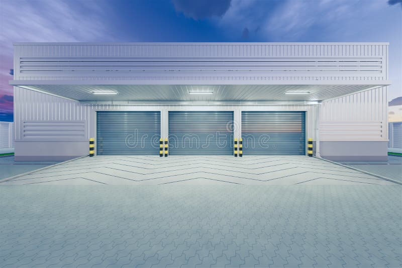 3d Rendering Warehouse Building Stock Illustration - Illustration of ...