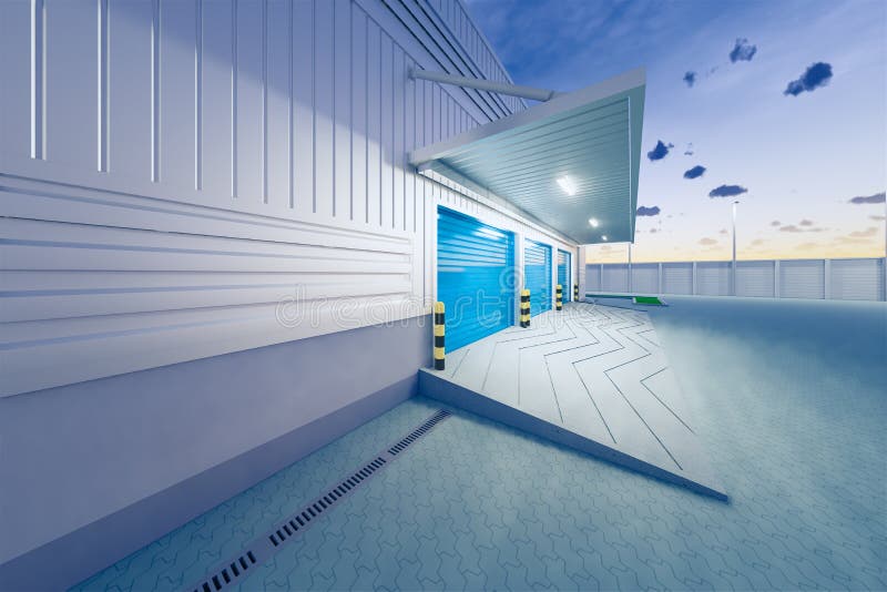 3d Rendering Warehouse Building Stock Illustration - Illustration of ...