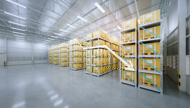 3d Rendering of Warehouse or Distribution Center with Concept Stock ...