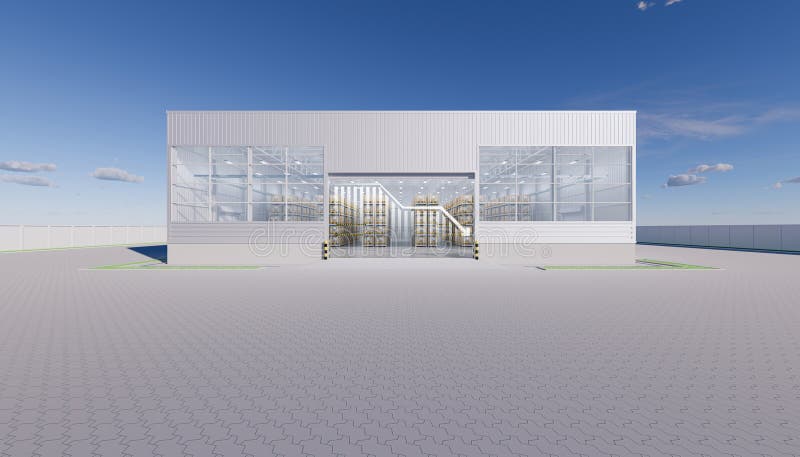 3d Rendering of Warehouse or Distribution Center Stock Illustration ...