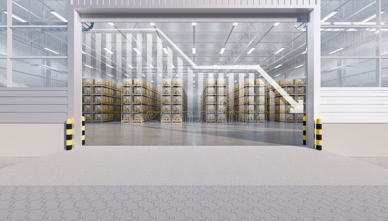 3d Rendering of Warehouse or Distribution Center Stock Illustration ...