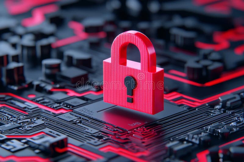 3D Rendering of Warning Display Indicating Cyber Security Risks Stock ...