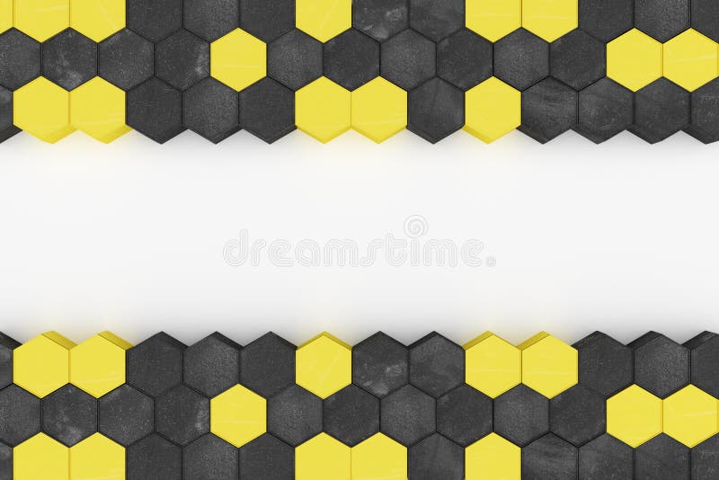 3d Rendering of Warning Hazard Hexagon Pattern in Yellow and Black ...