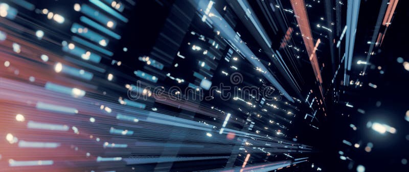 Warp Speed in Hyper Loop with Blur Light from Buildings` Lights in Mega ...