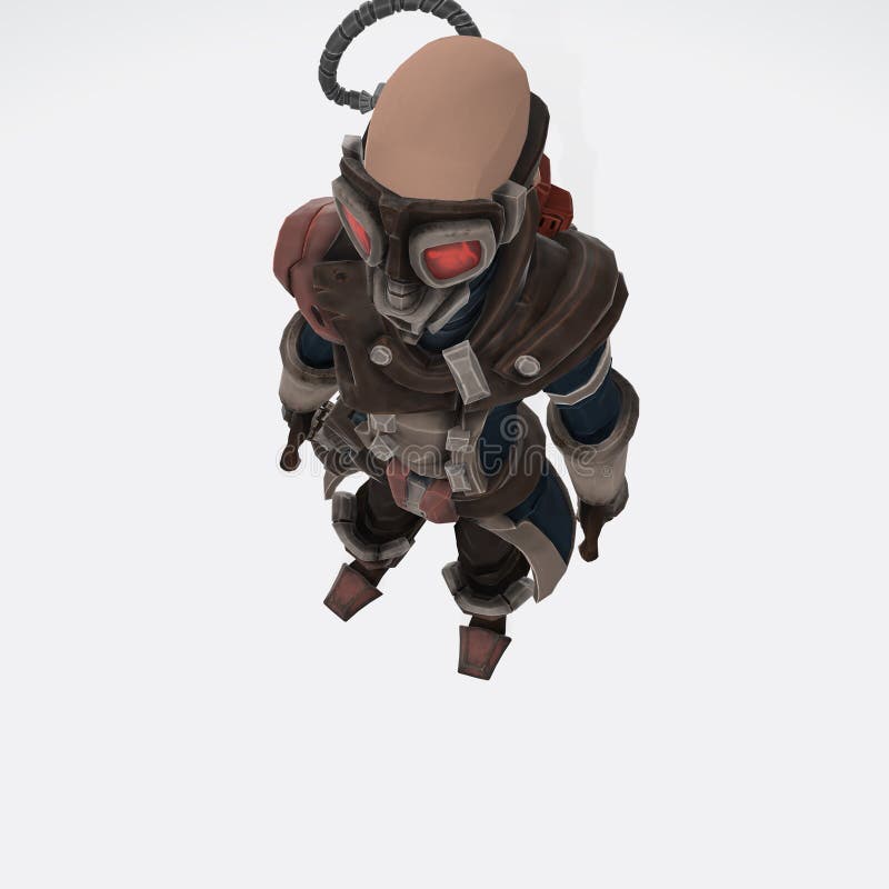 3D Rendering of a Warrior Game Character with a Mask in a Standing ...