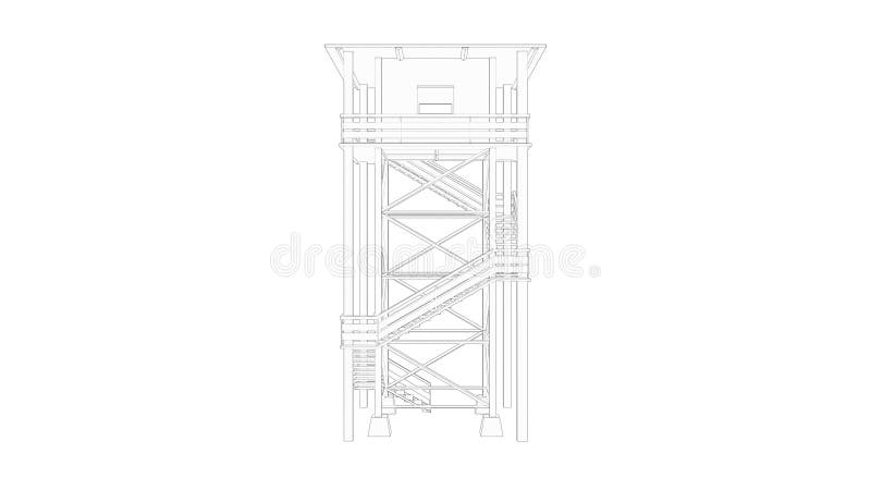 3d Rendering of a Watch Tower Isolated in White Background Stock ...