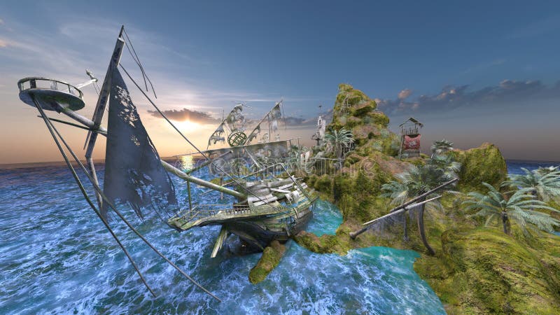 3D Rendering of the Watchtower at the Tip of the Island Stock ...