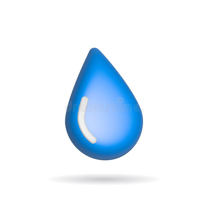 3d Rendering Water Drop Icon. Illustration with Shadow Isolated on ...