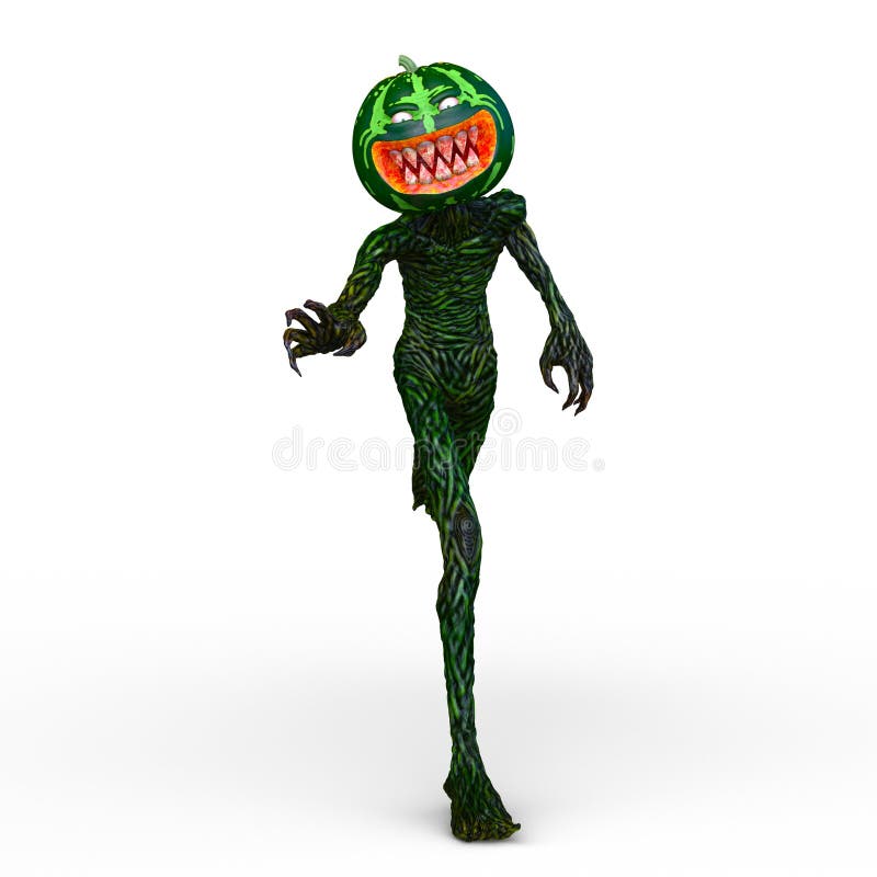 3D Rendering of a Watermelon Headed Monster Stock Illustration ...