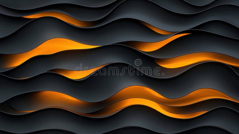 A 3D Rendering of a Wave-like Pattern in Black and Orange, with the ...