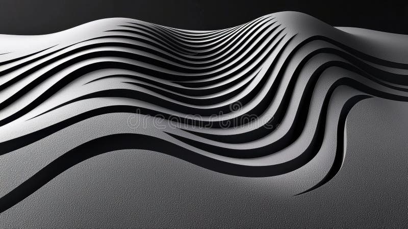 A 3D Rendering of a Wave-like Pattern in Black and White. Stock ...